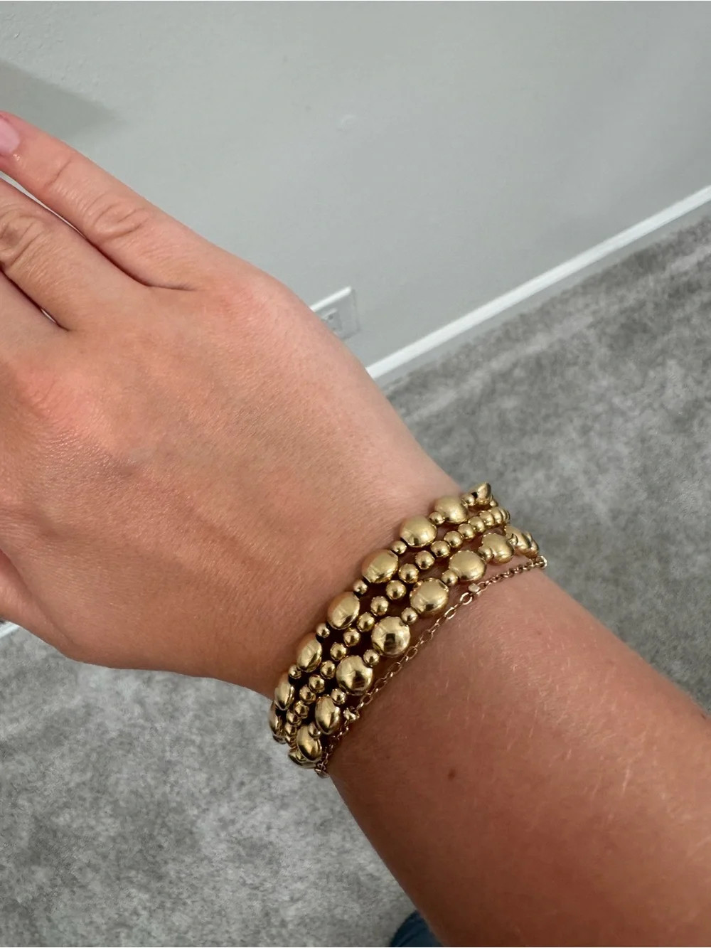 enewton | Jewelry | New E Newton Stack Two Gold Bead Stretch Bracelets ...